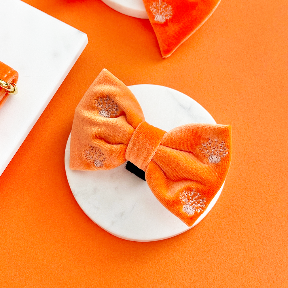 Luxe Velvet Dog Bow Tie - Coral Core | Cocopup London