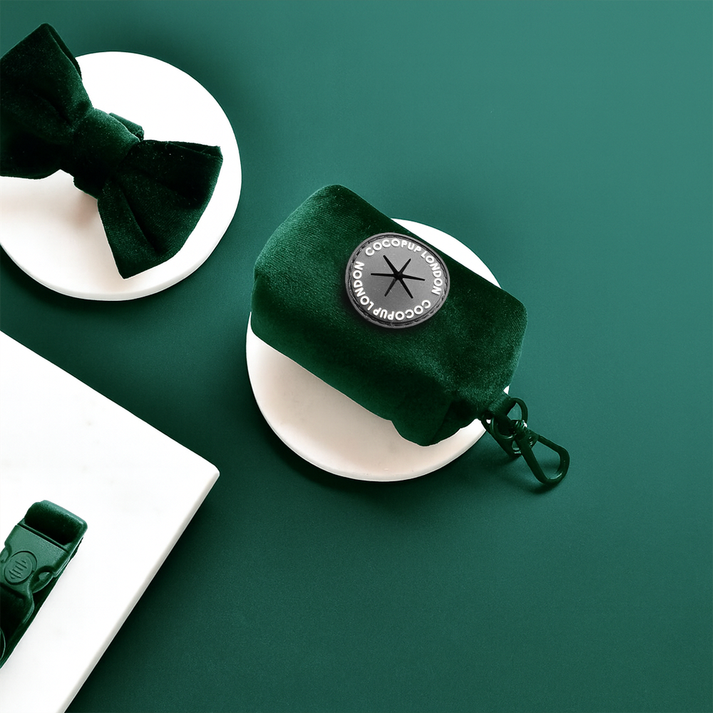 Luxe Velvet Dog Poop Bag Holder - Forest Green | Cocopup London