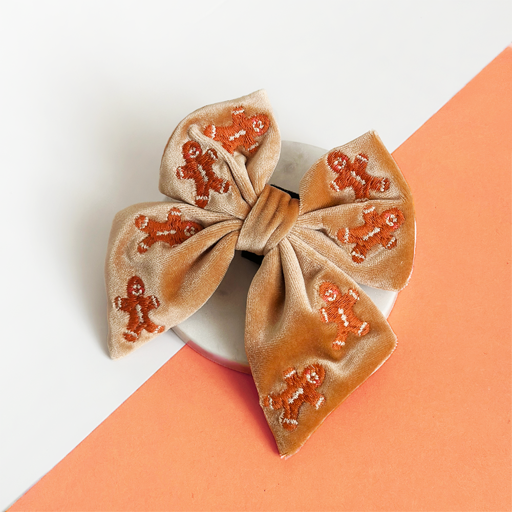 Luxe Velvet Sailor Bow Tie - Gingerbread | Cocopup London