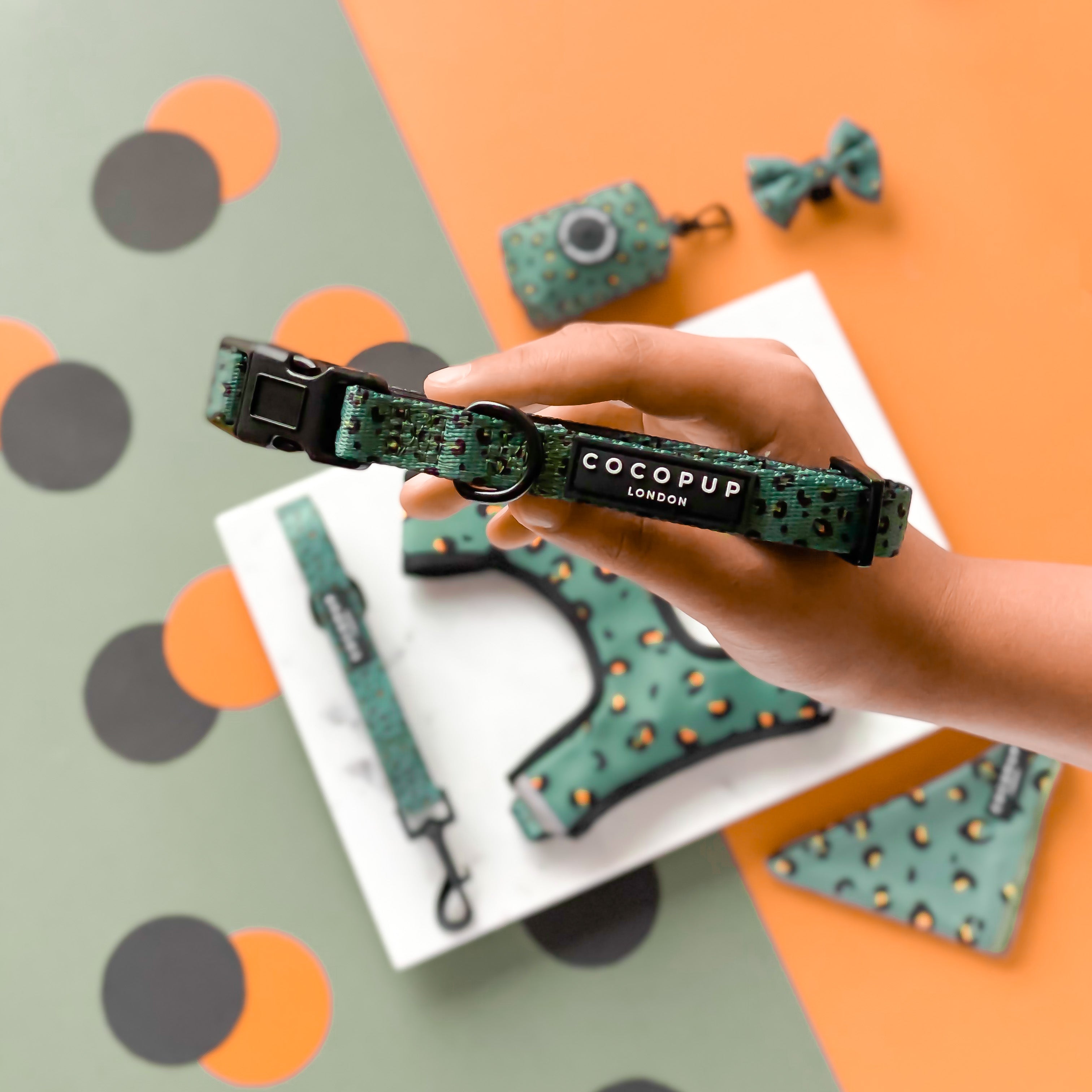 Khaki Leopard Dog Collar | Cocopup London